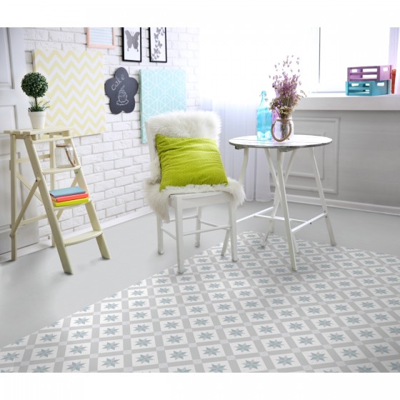 Patterned Blue and Grey Porcelain Wall and Floor Tile 250x250mm