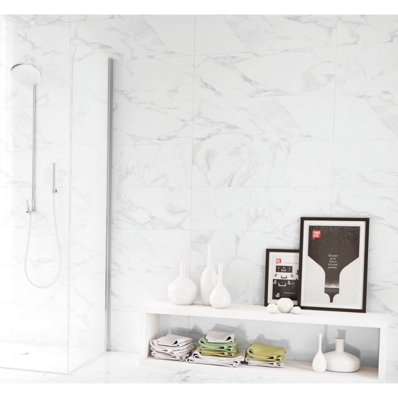 Marble Effect White Gloss Wall Tile 270x420mm | Marmo Calacatta