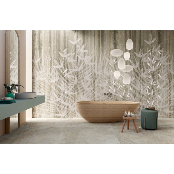 Amazon Shadow Leaves Floral Natural Porcelain Floor and Wall Tile ...