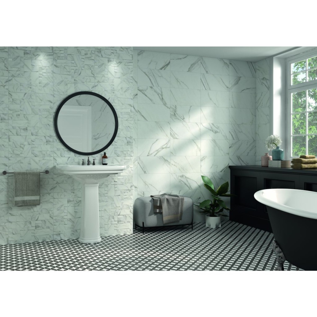 Naples White Marble Ceramic Wall Tile 250x500mm | N&C Tiles and Bathrooms