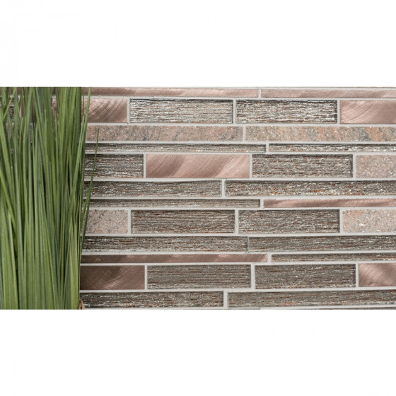 Infinity Linear Stick Mosaic Bronze Mixed Wall Tile 298x310mm | N&C ...